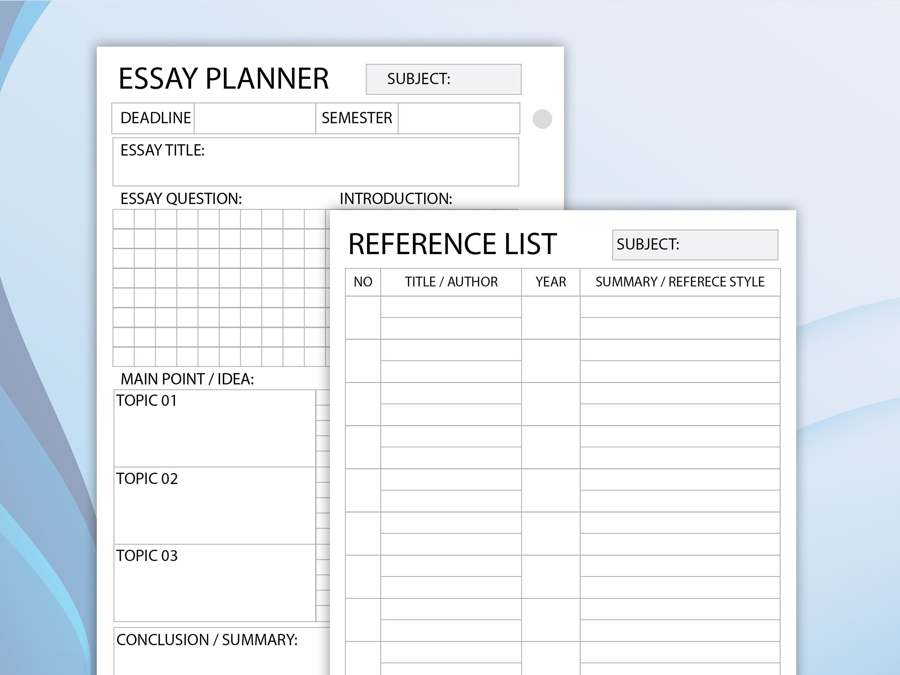 Essay Guide and Planner Printable Pack | School, College, University ...