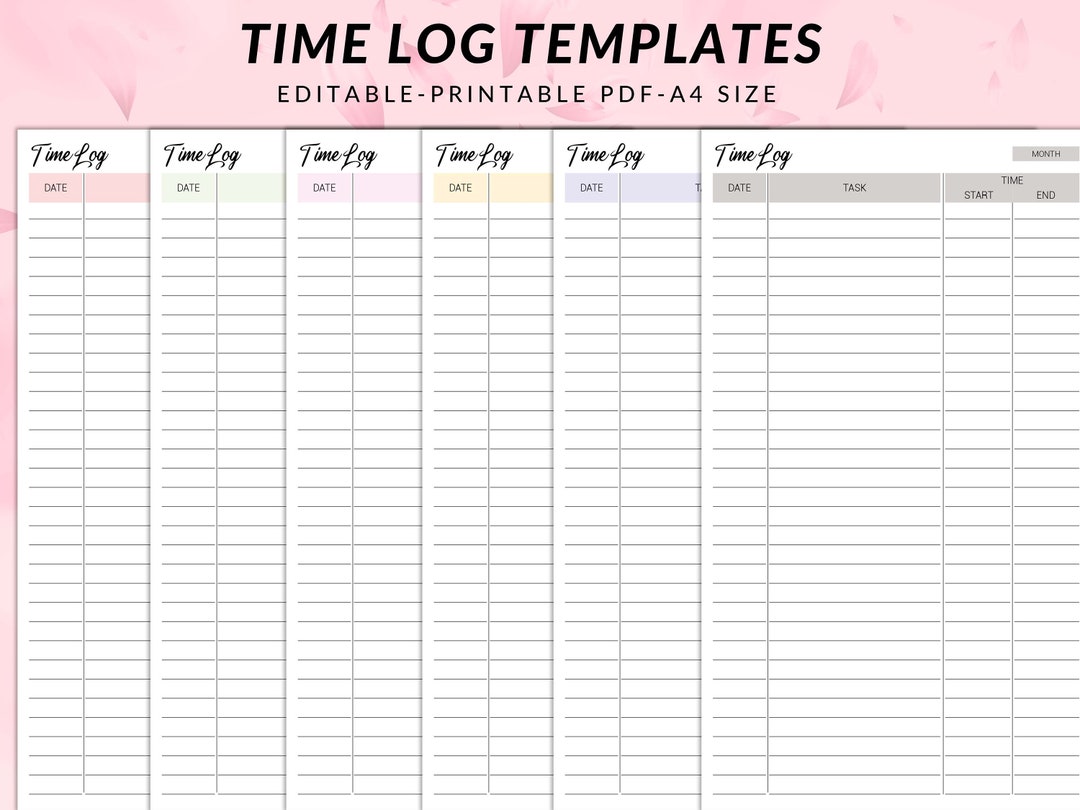 Optimize Your Productivity and Efficiency, Time Log Tracker, Editable ...