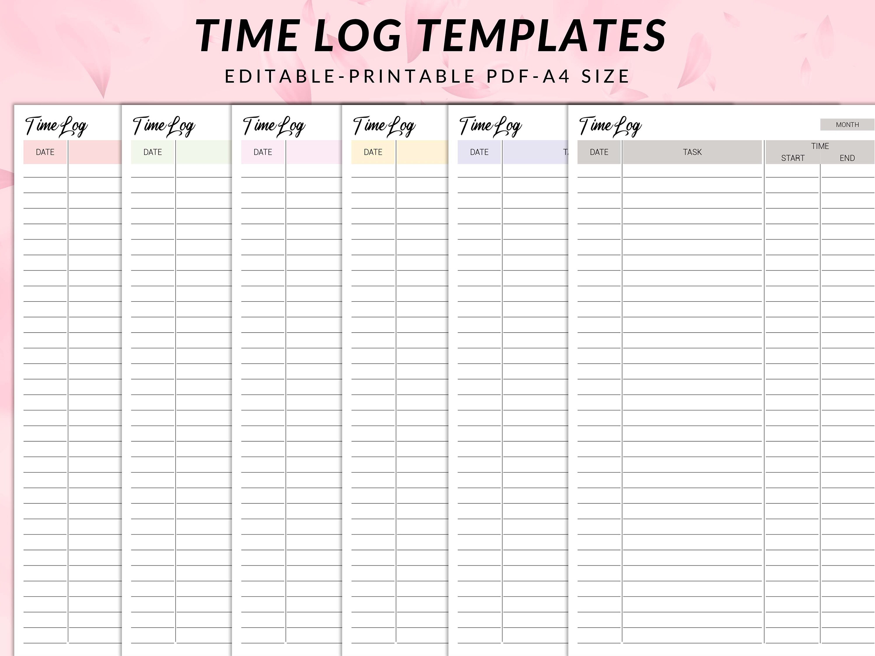 Optimize Your Productivity and Efficiency, Time Log Tracker, Editable ...