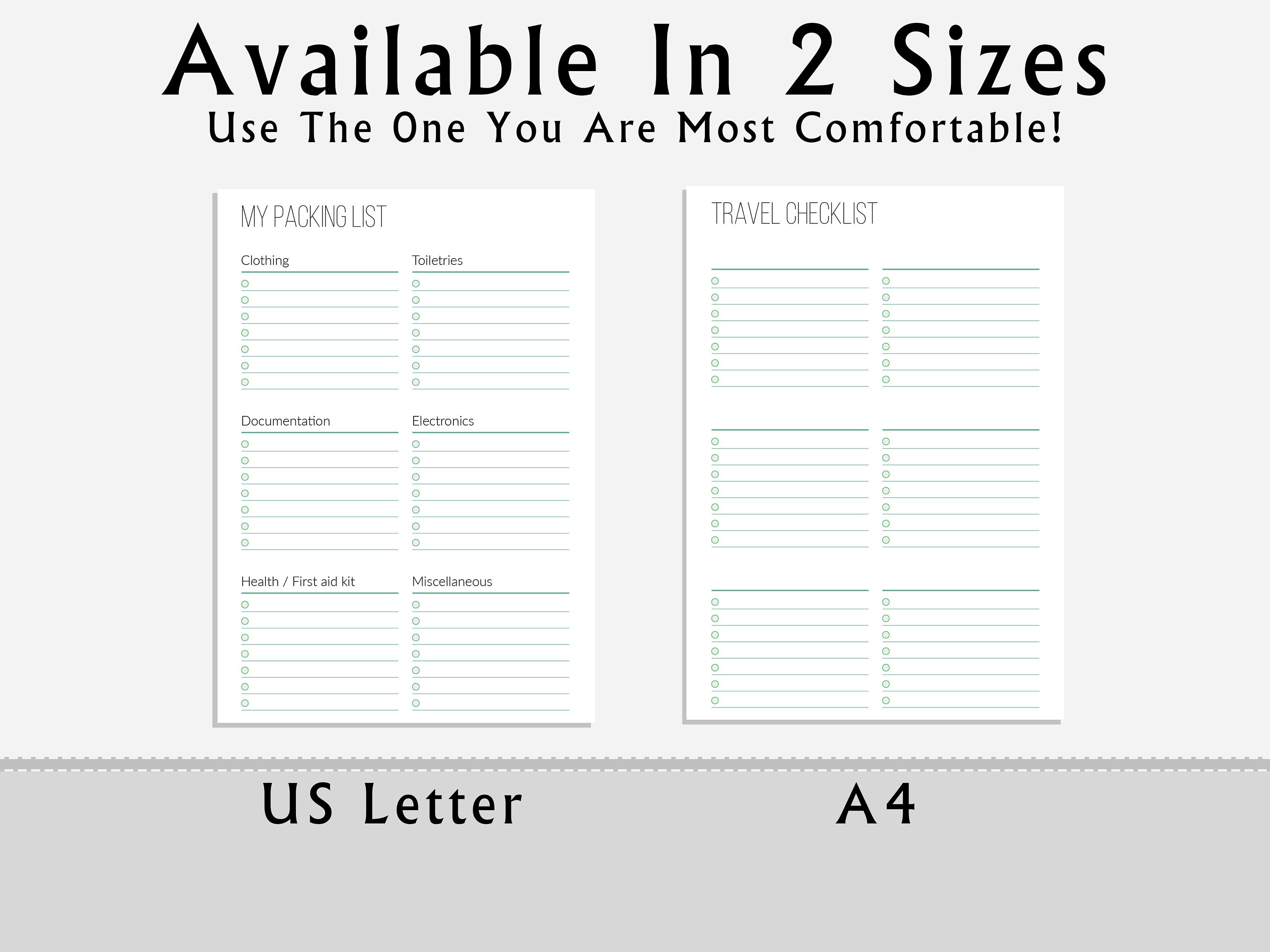 Travel Planner Printable, Trip Itinerary Packing List, Digital Vacation ...