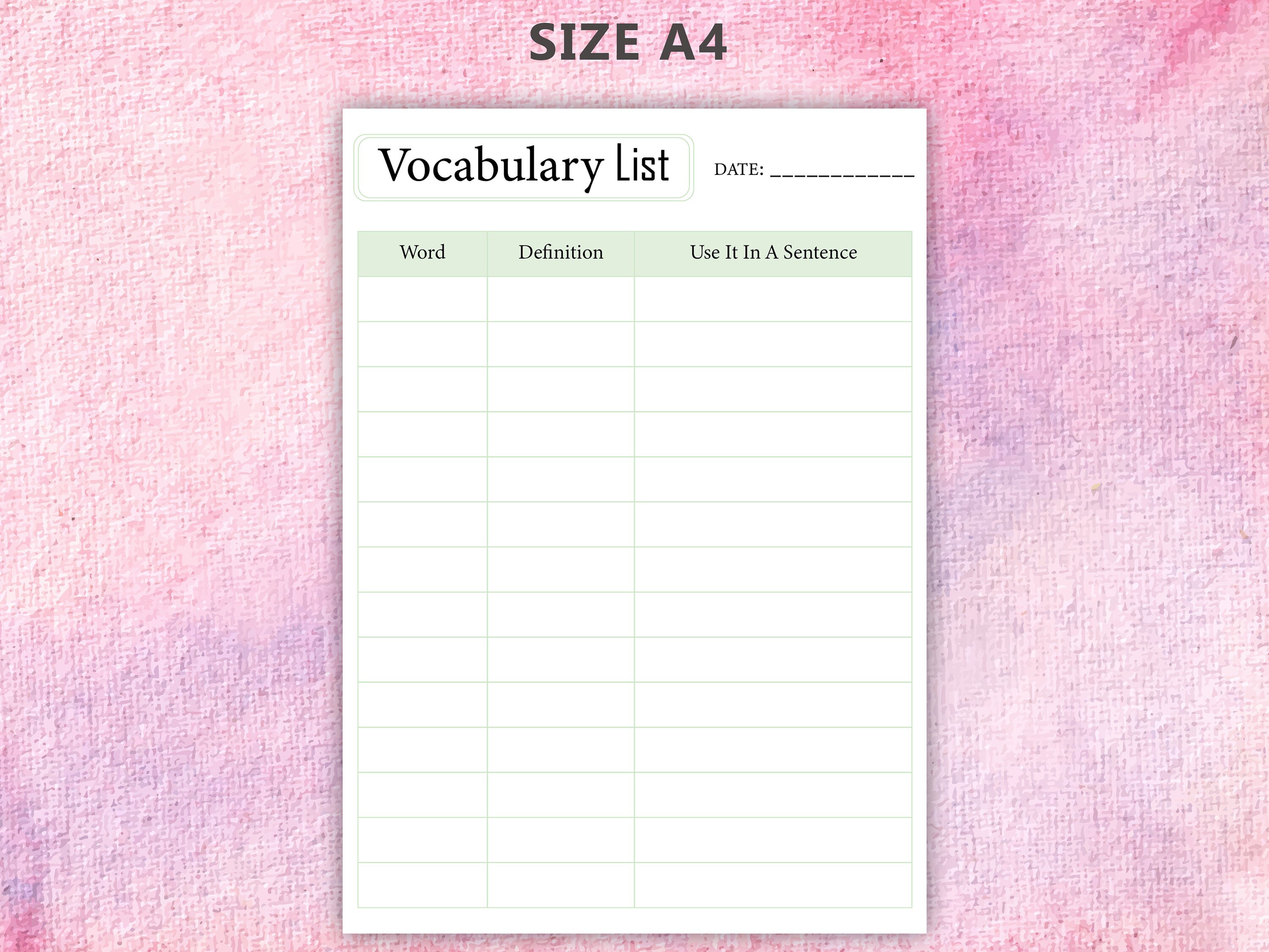 Printable Vocabulary List Bundle, Vocabulary Set Printable, Language ...