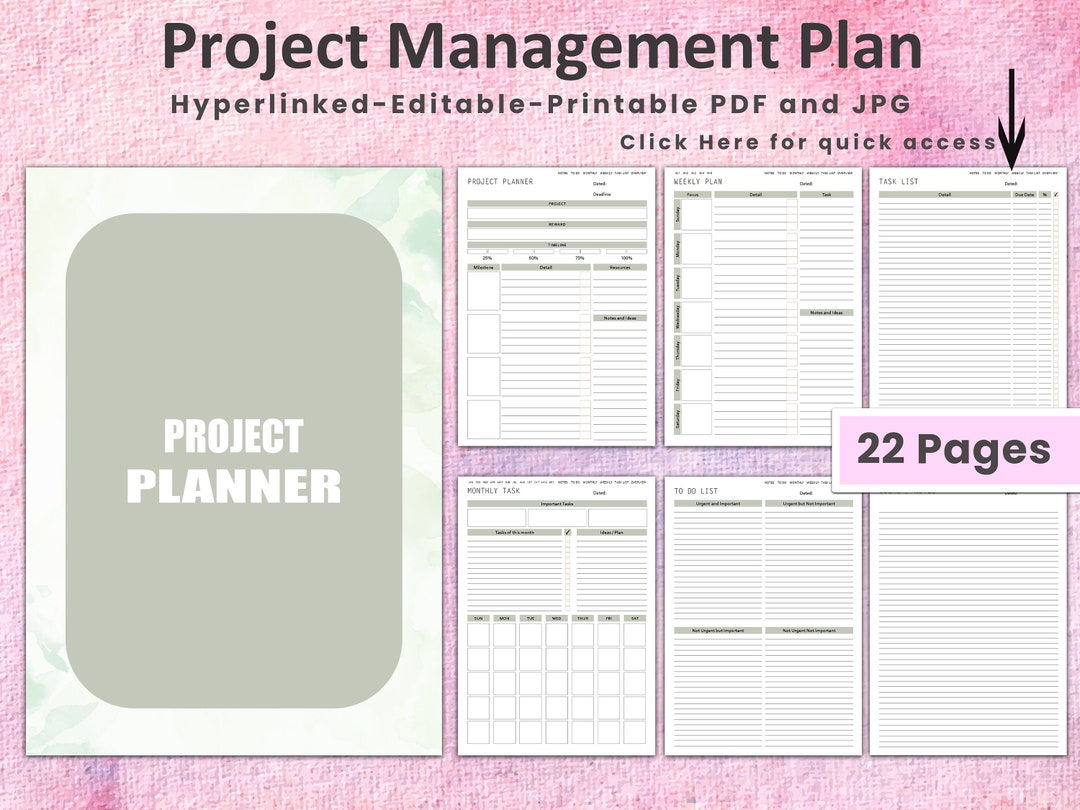Project Management Template, Daily to Do List Project Planner, Office ...
