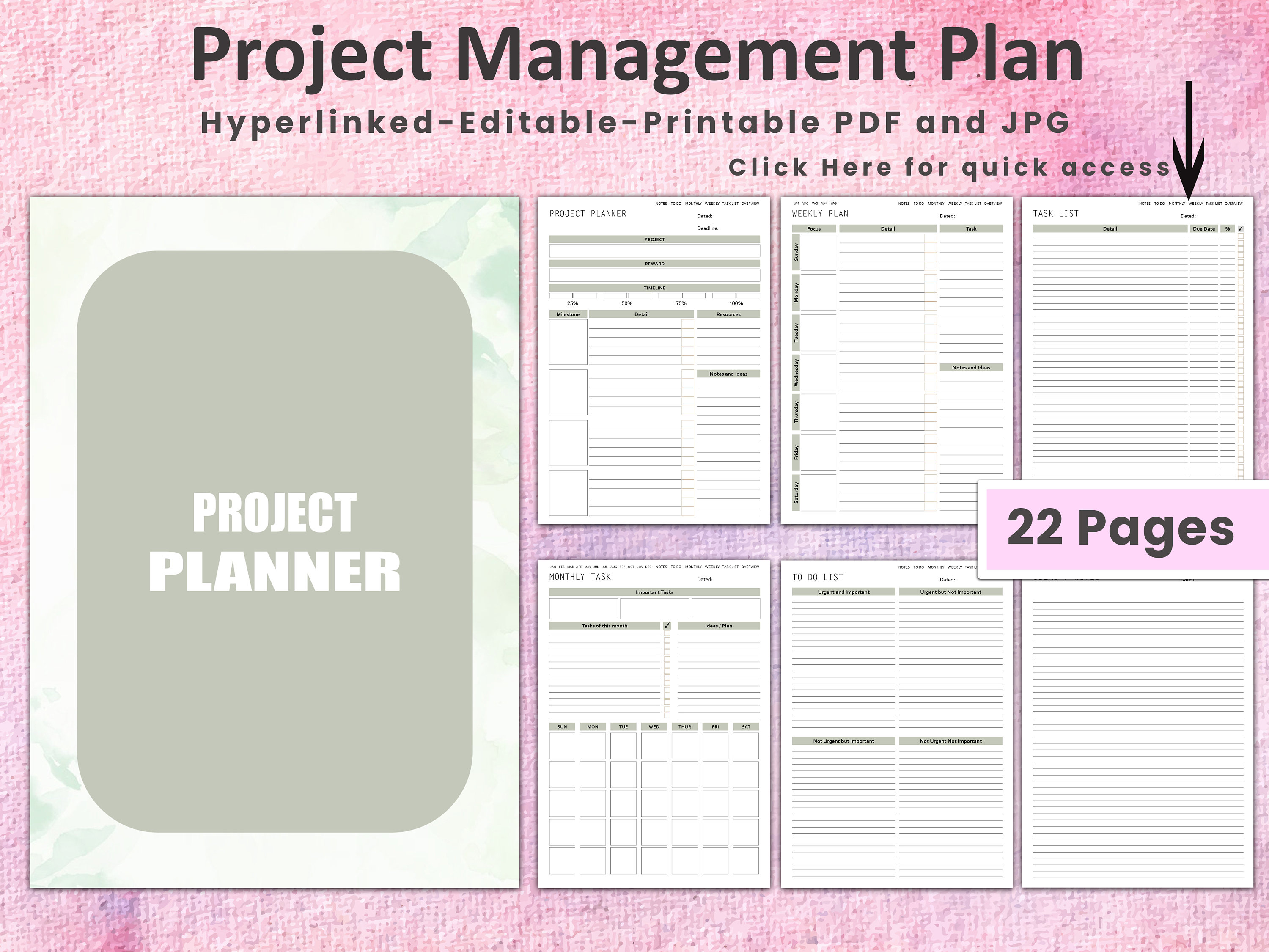 Project Management Template, Daily to Do List Project Planner, Office ...