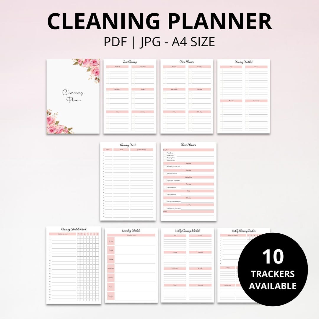 Cleaning Planner Printable PDF, Cleaning Checklist Bundle, Weekly ...