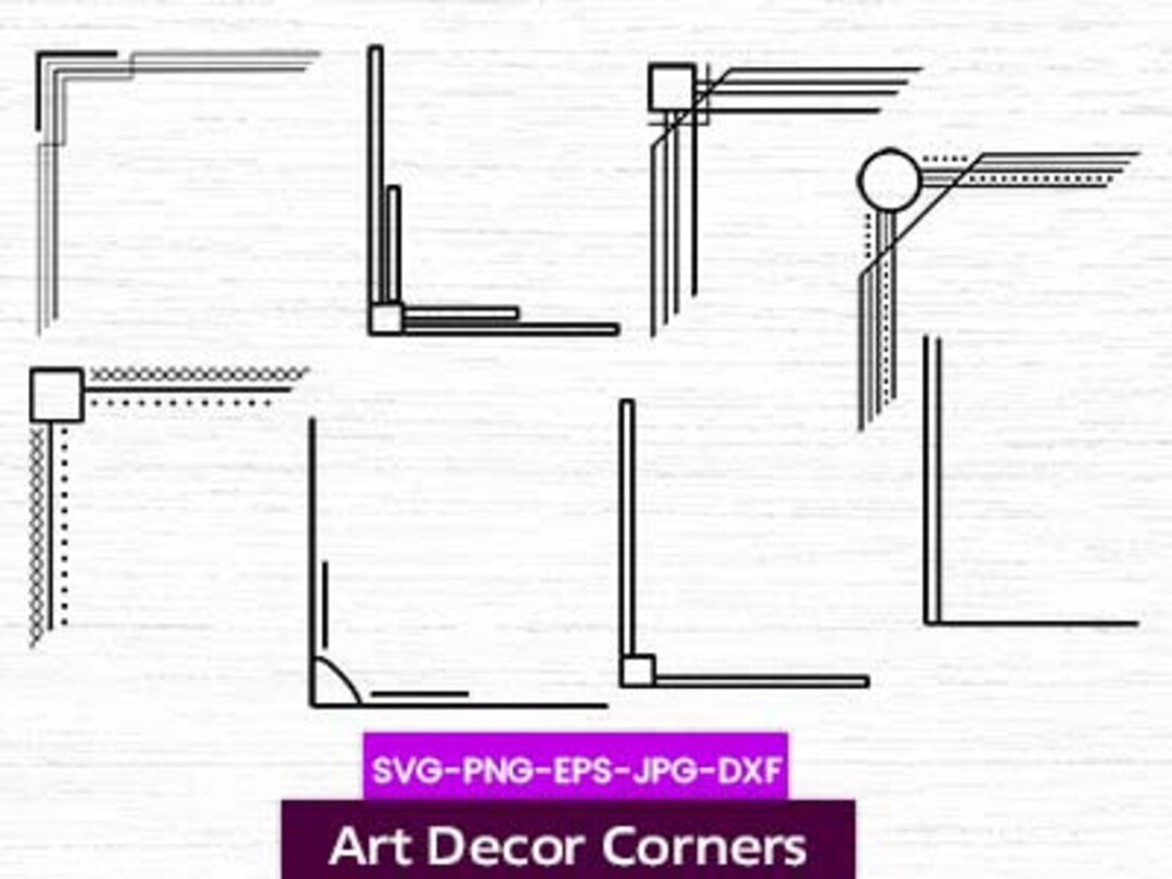 Art Deco Corner Frames, Corner Shelf Pattern, Border Frames Bundle ...