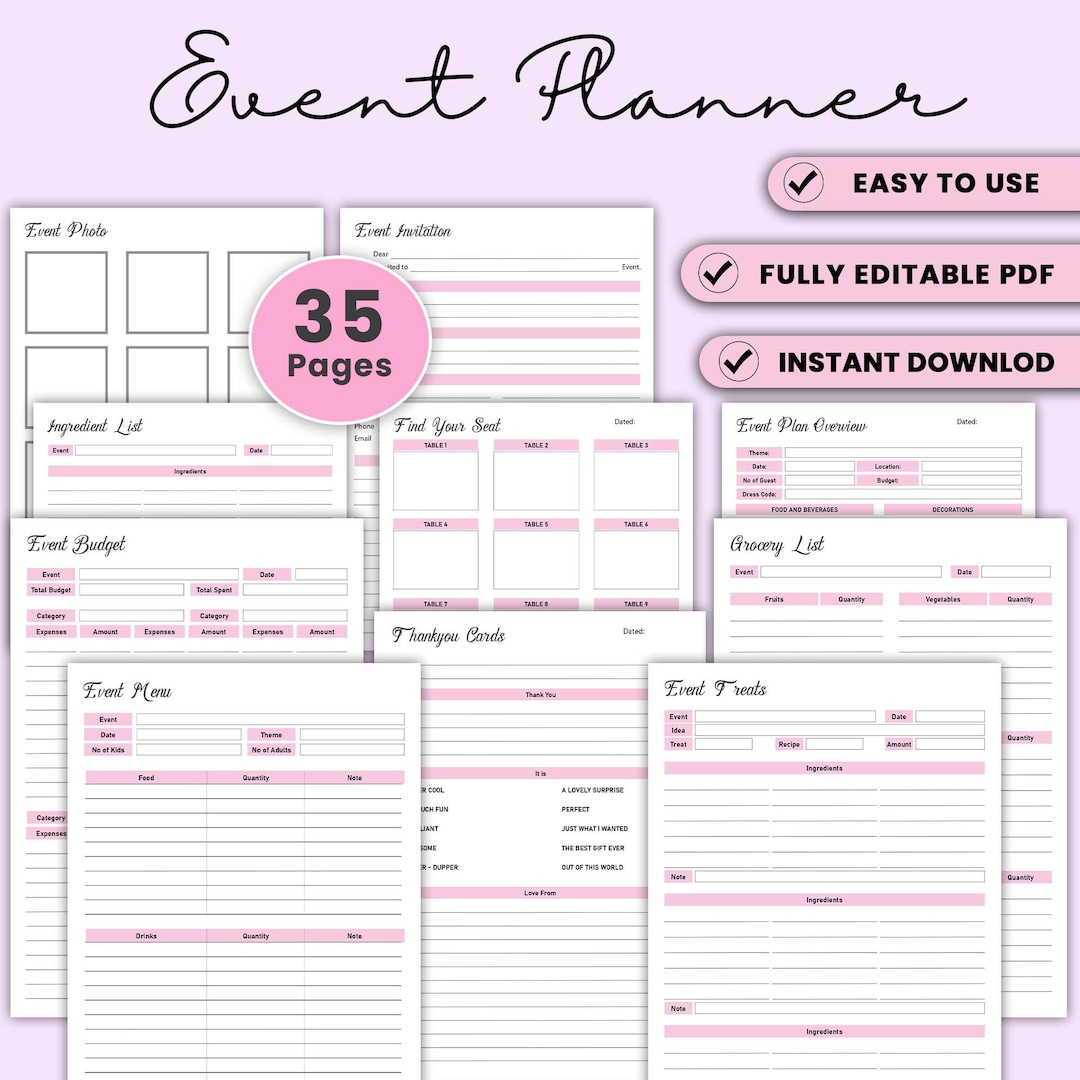 Event Planner, Event Planning Template, Party Planner, Event Organizer ...