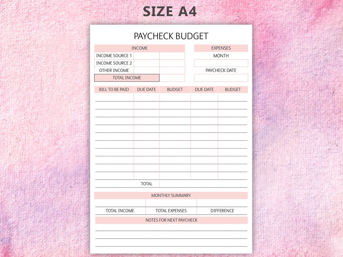 Paycheck Budget Planner Printable, Printable, PDF, Budget by Paycheck ...