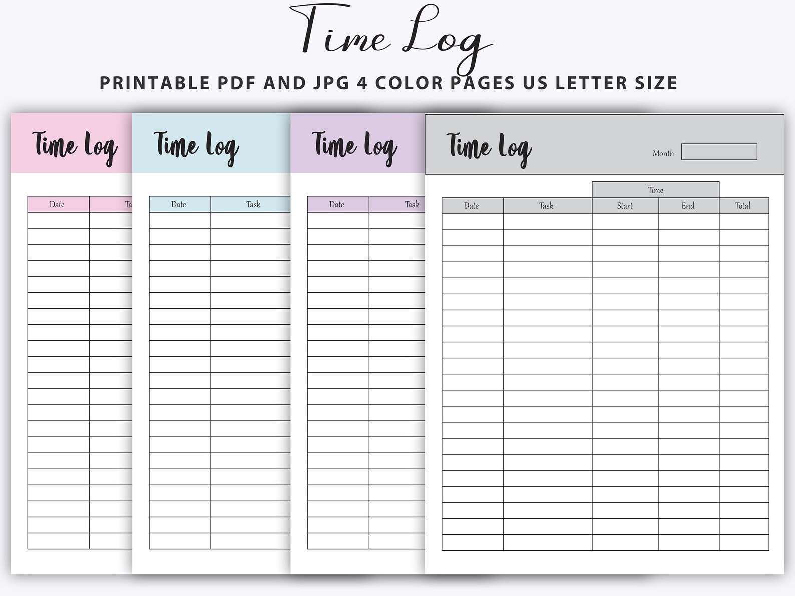 Printable Time Log, Editable Work Log, Work Log Printable, Time Spent ...