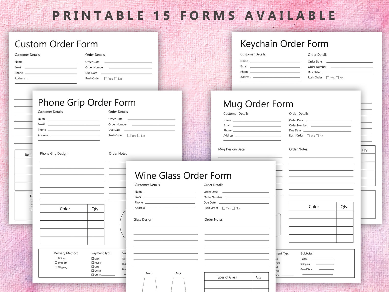 Printable Order Forms Bundle, Order Form Template Printable, Printable ...