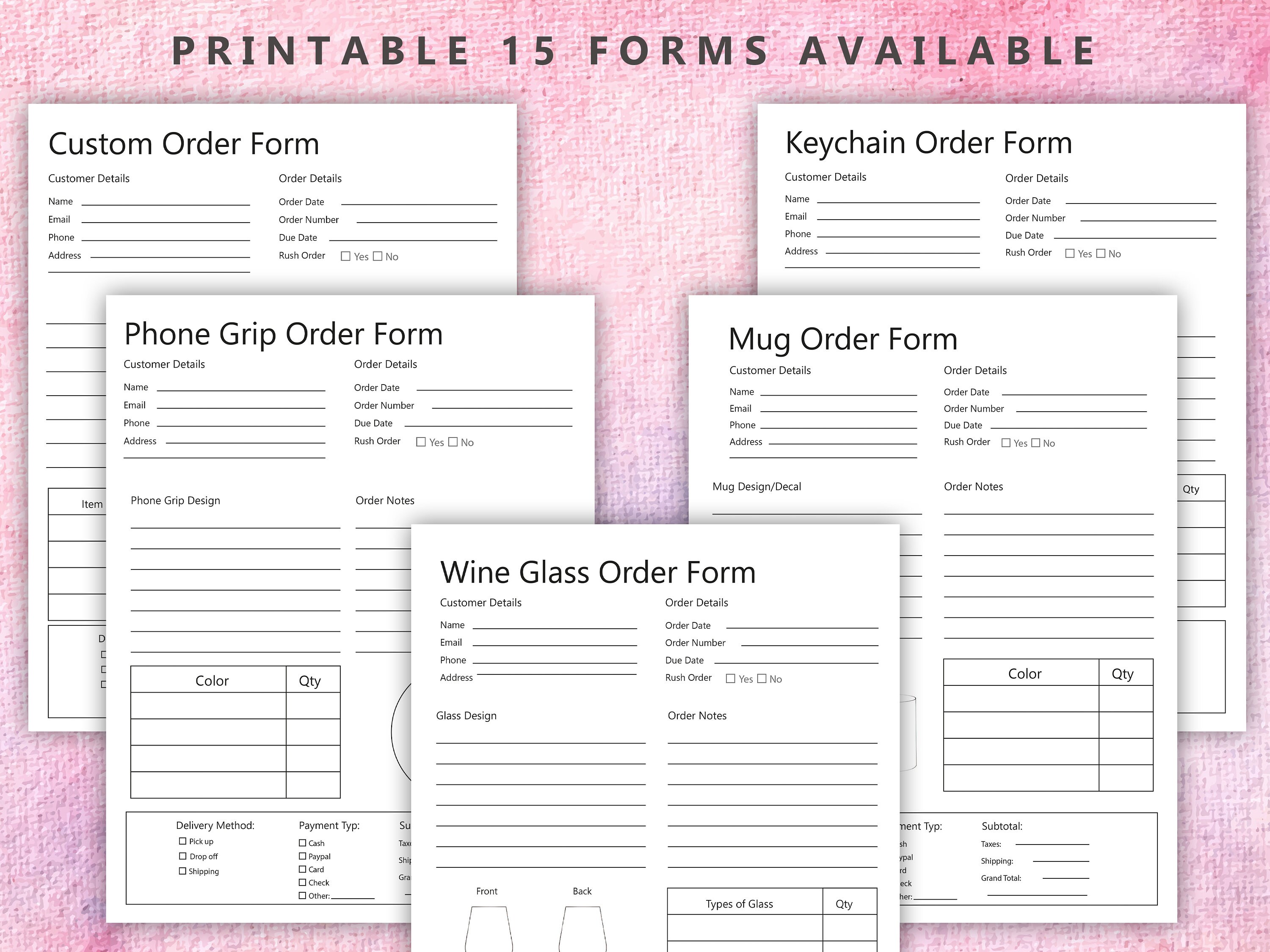 Printable Order Forms Bundle, Order Form Template Printable, Printable ...