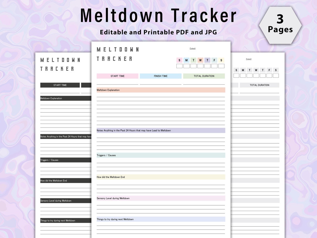 Meltdown Tracker, Meltdown and Behaviour Tracker Templates, Morning ...