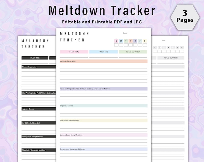 Meltdown and Behaviour Tracker Templates L Behaviour Monitoring ...