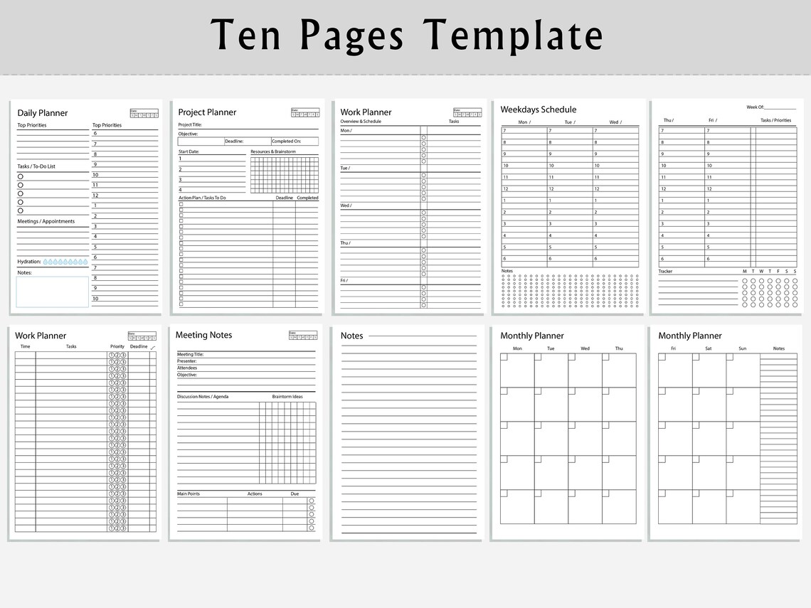 Buy Work From Home Printable, Daily, Monthly Planner, Project Planner ...