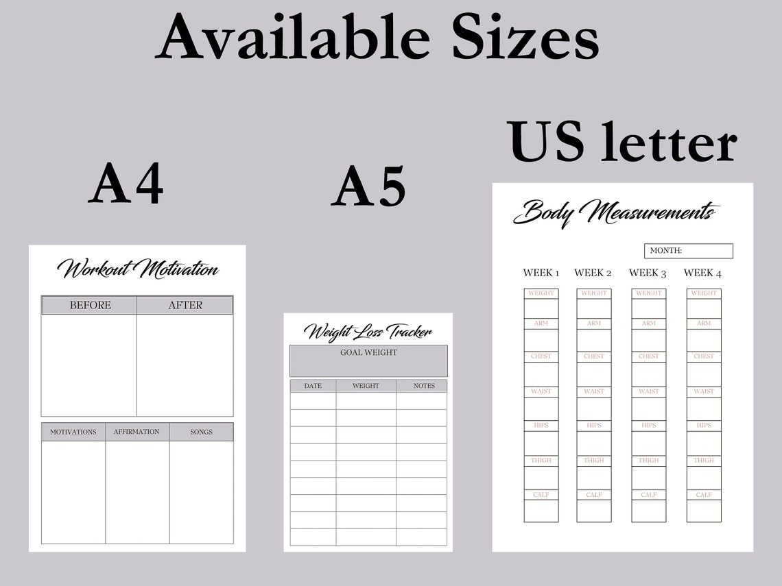 Workout Journal Printable , Minimalist Fitness Journal, Workout Tracker ...