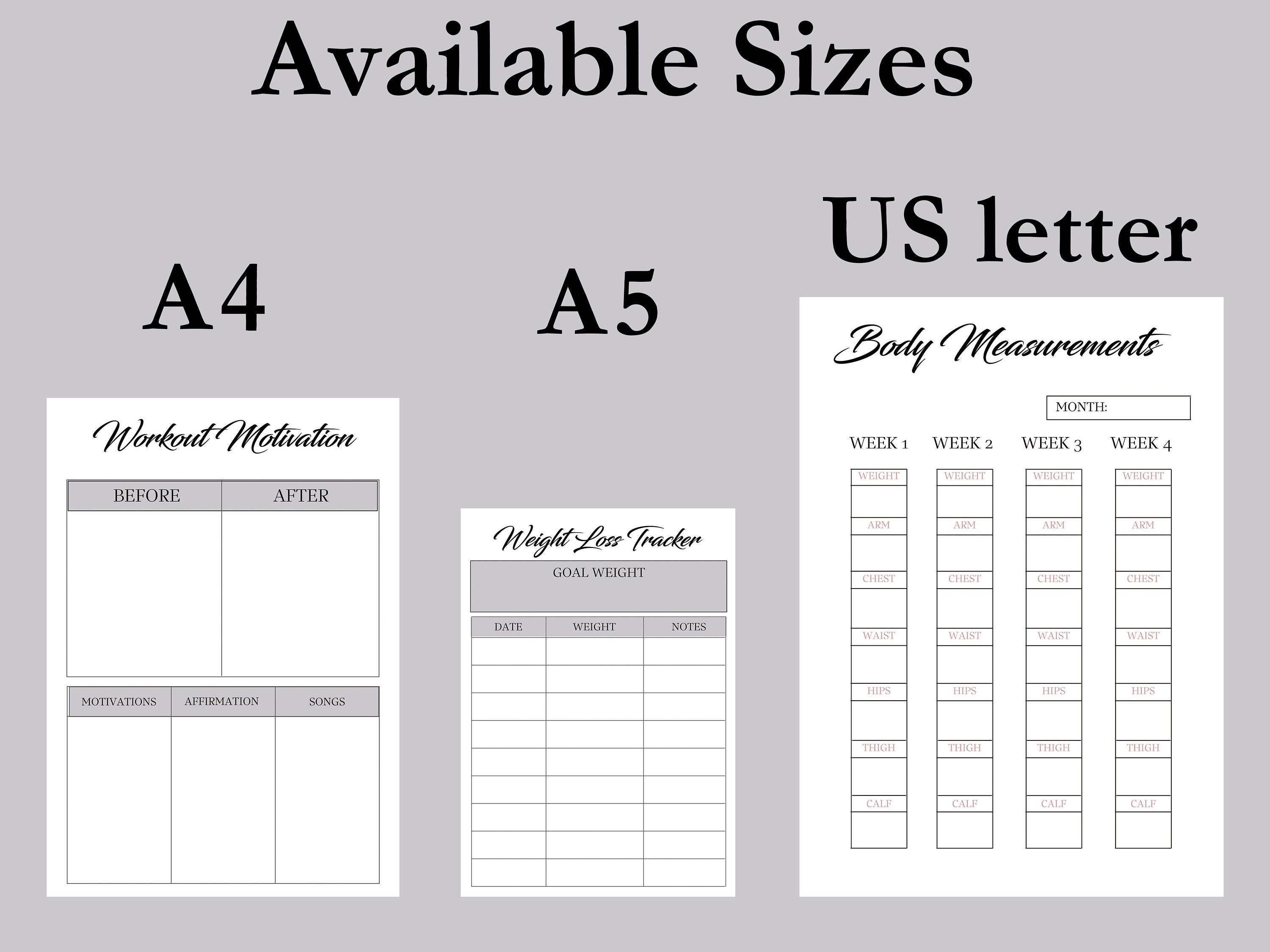 Workout Journal Printable , Minimalist Fitness Journal, Workout Tracker ...