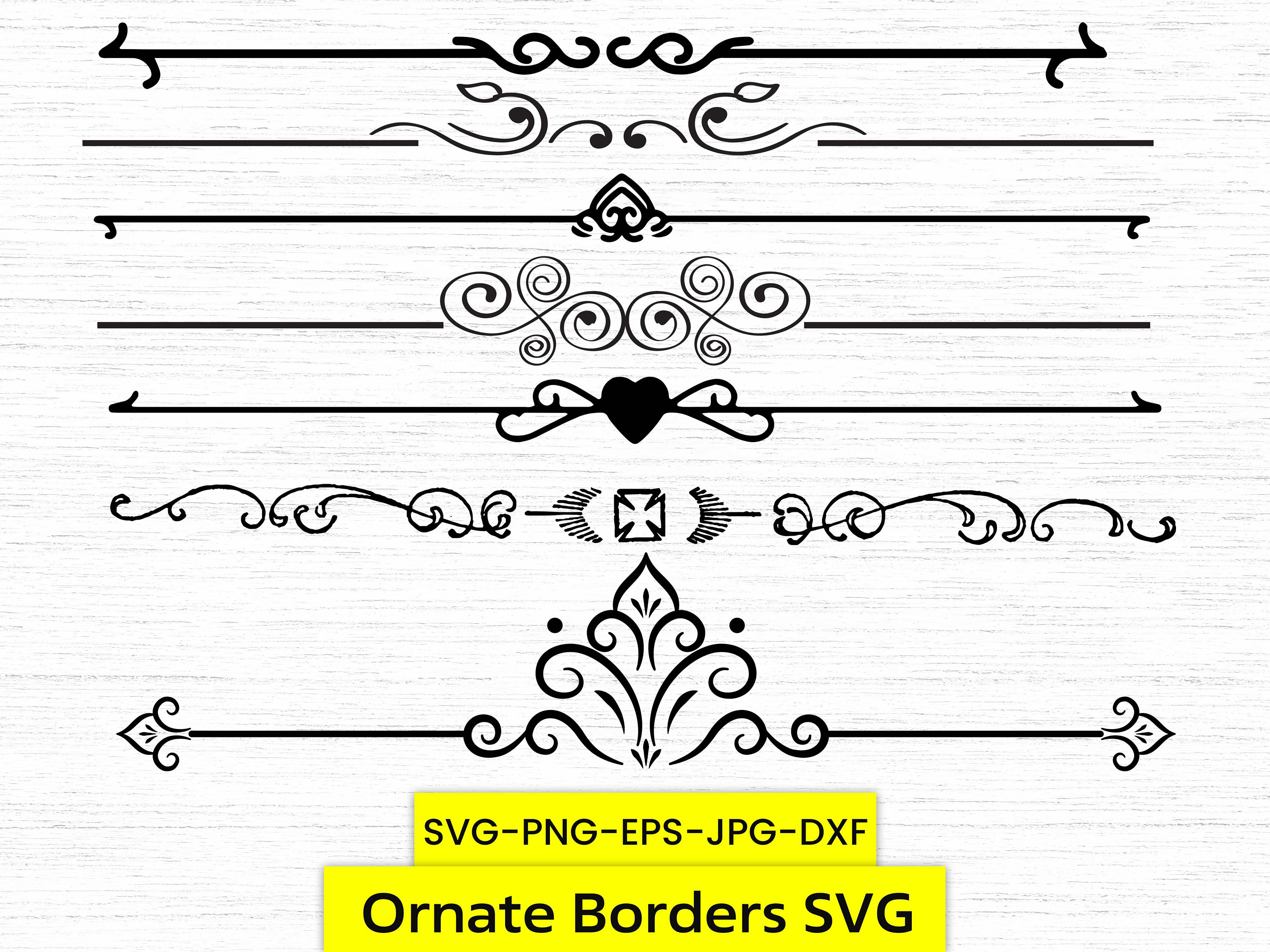 Elegant Ornaments Border Svg Bundle, Decorative Frame Svg, Wedding ...
