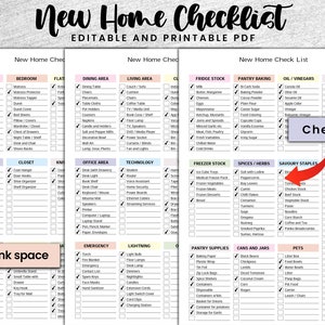 New Home Essentials Checklist Editable Bundle, New Home Checklist ...
