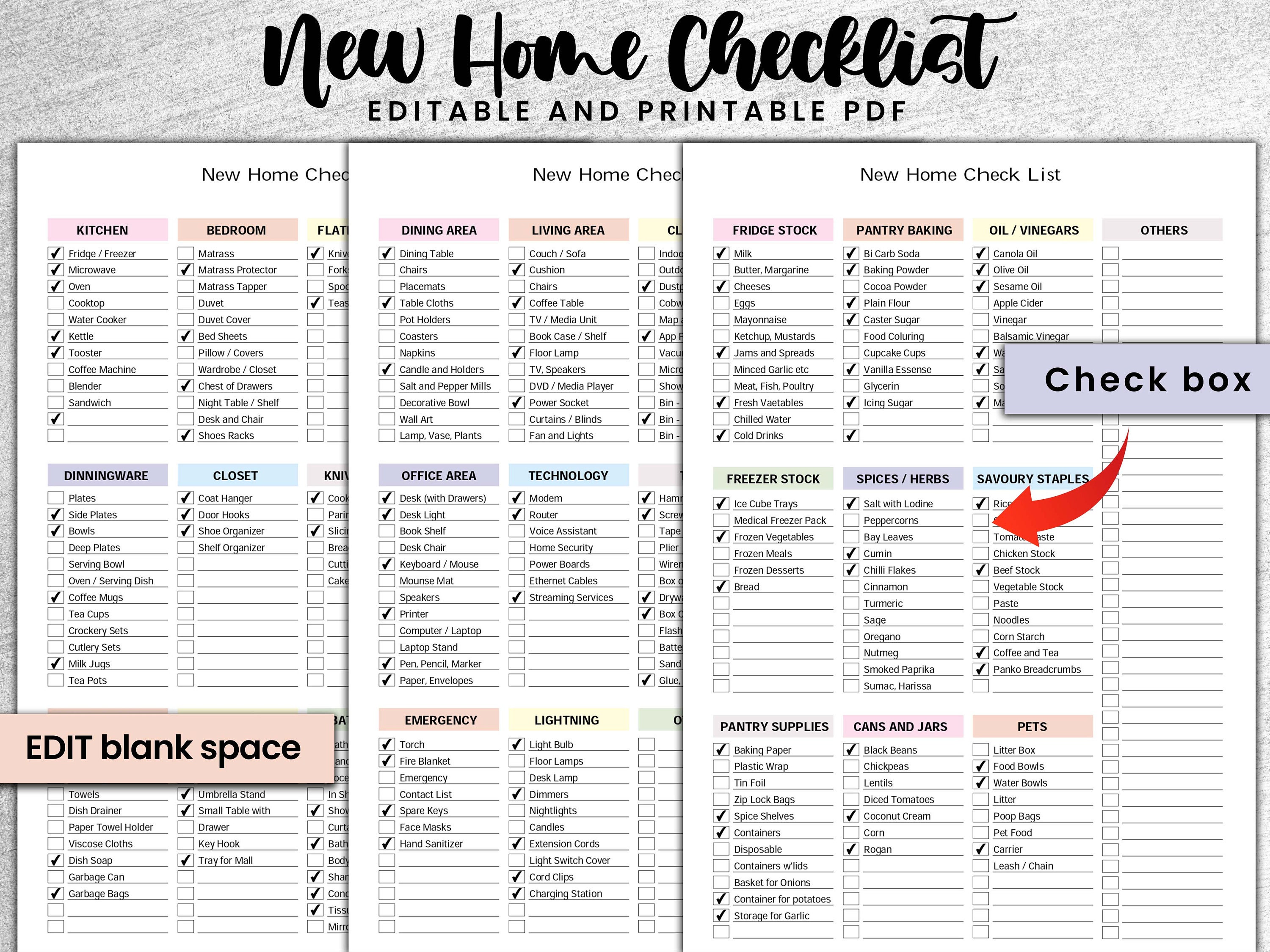 New Home Essentials Checklist Editable Bundle, New Home Checklist ...