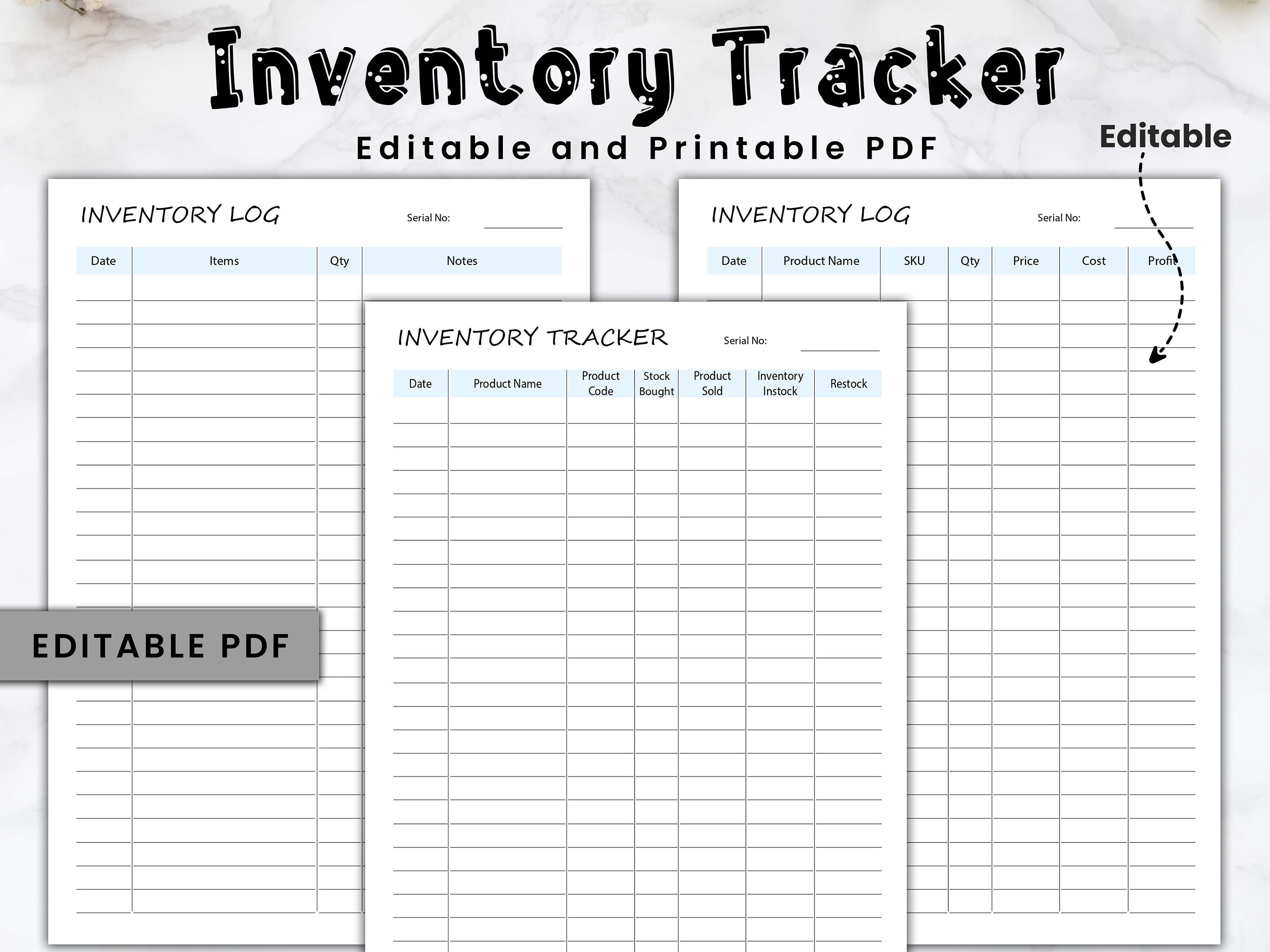 Comprehensive Editable Inventory Log - Product Inventory Management ...
