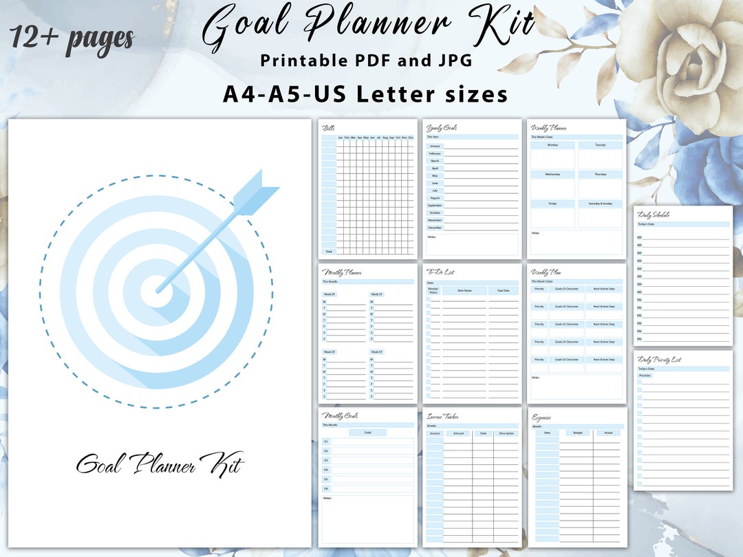 Printable Goal Planner Bundle, Daily Weekly Monthly Quarterly Yearly ...