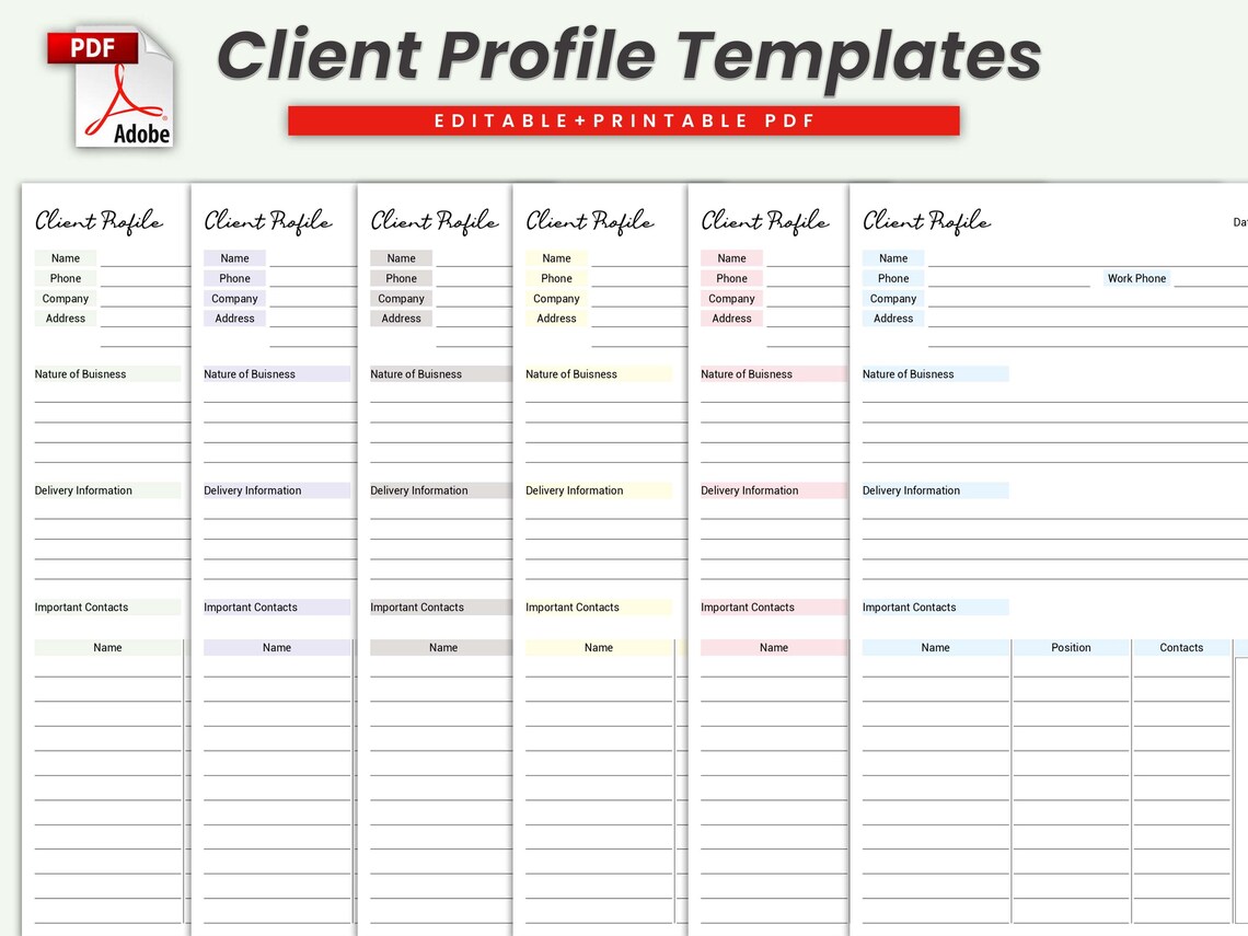 Client Profile Template, Client Information Sheet, Customer Profile ...