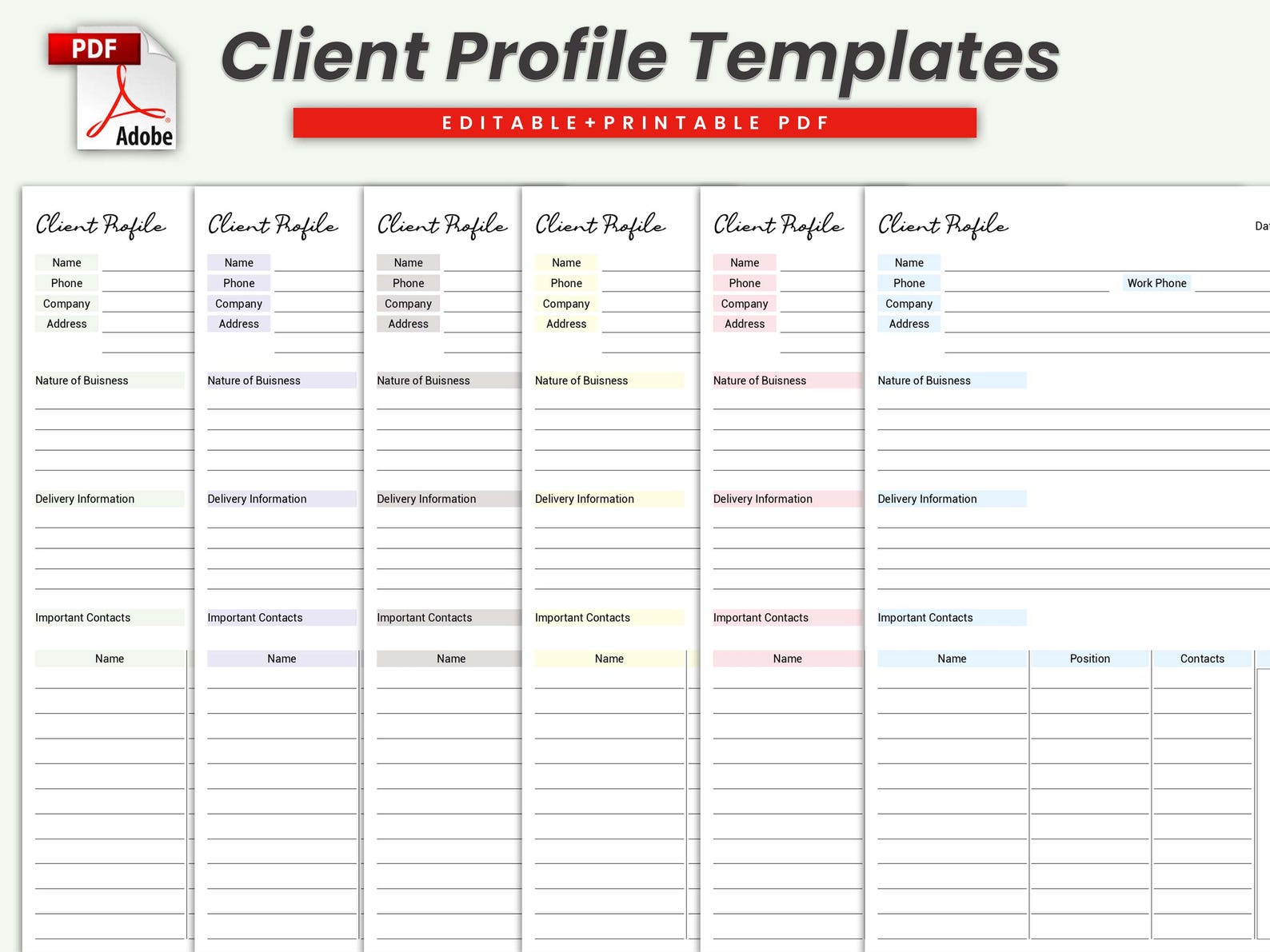 Client Profile Template, Client Information Sheet, Customer Profile ...