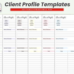 Client Profile Template, Client Information Sheet, Customer Profile ...