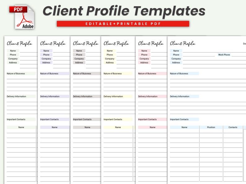 Client Profile Template, Client Information Sheet, Customer Profile ...