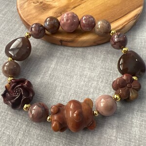 Rare Unique Alashan/alxa Agate Crystal Gemstone With Carved Bear, Heart ...