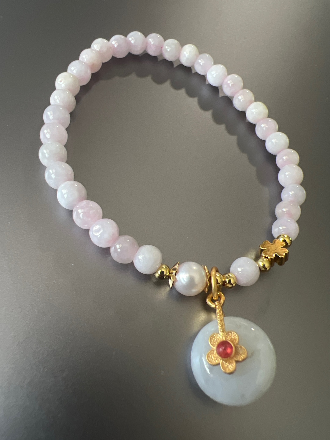 Genuine Beautiful Genuine Light Pink Jadeite Jade Gemstone W/ Small ...