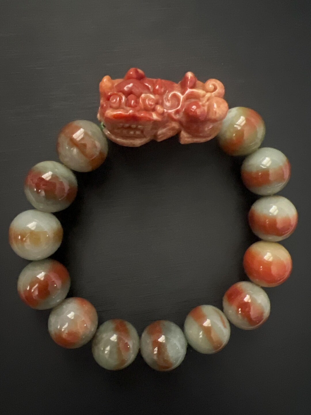 Unique Rare High Quality Burmese Burma Jadeite Red and Green Jade Beads ...
