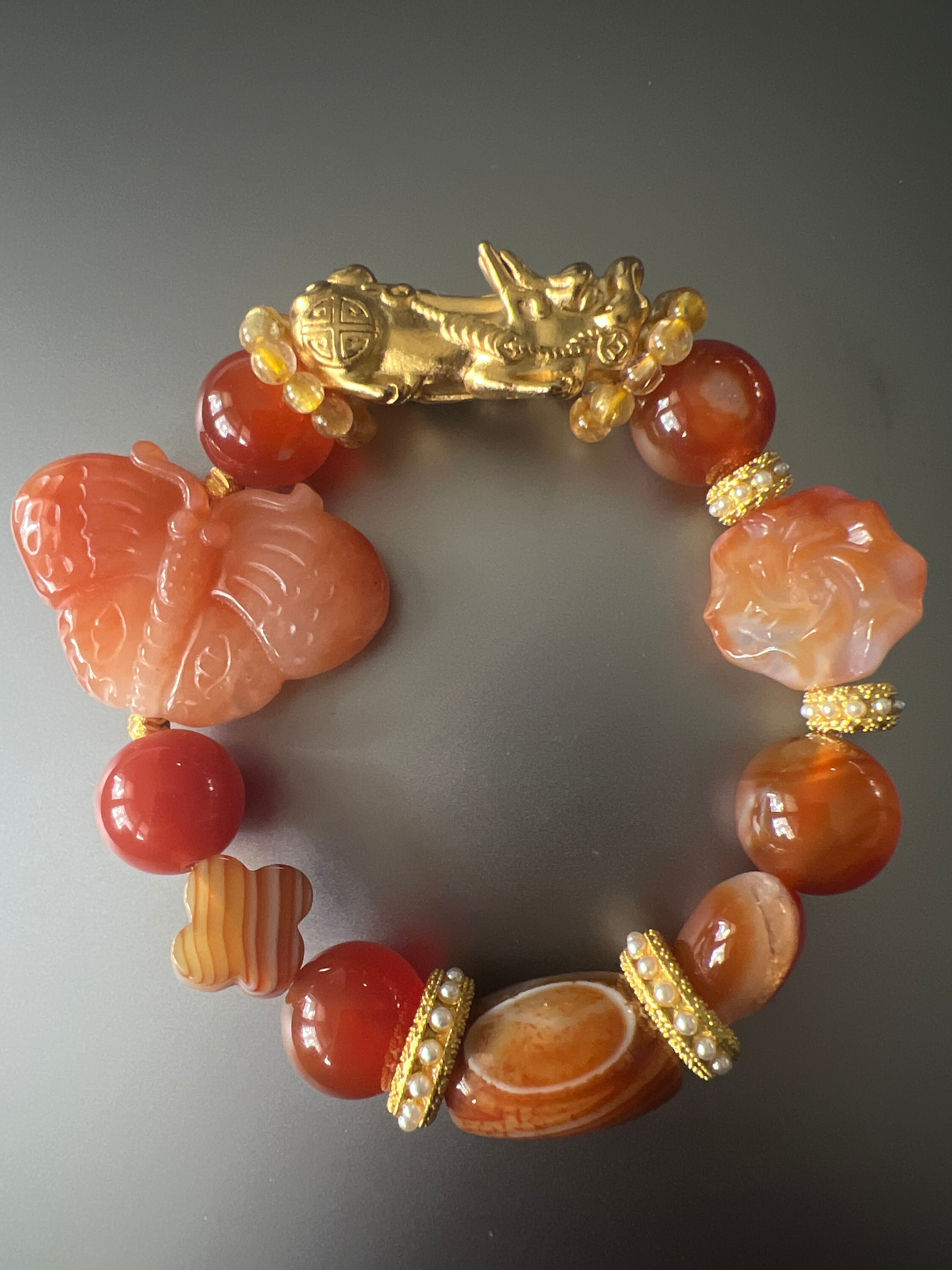 Custom Made Carnelian, Yanyuan, Fengshui Lucky Pixue, Peony Flower ...