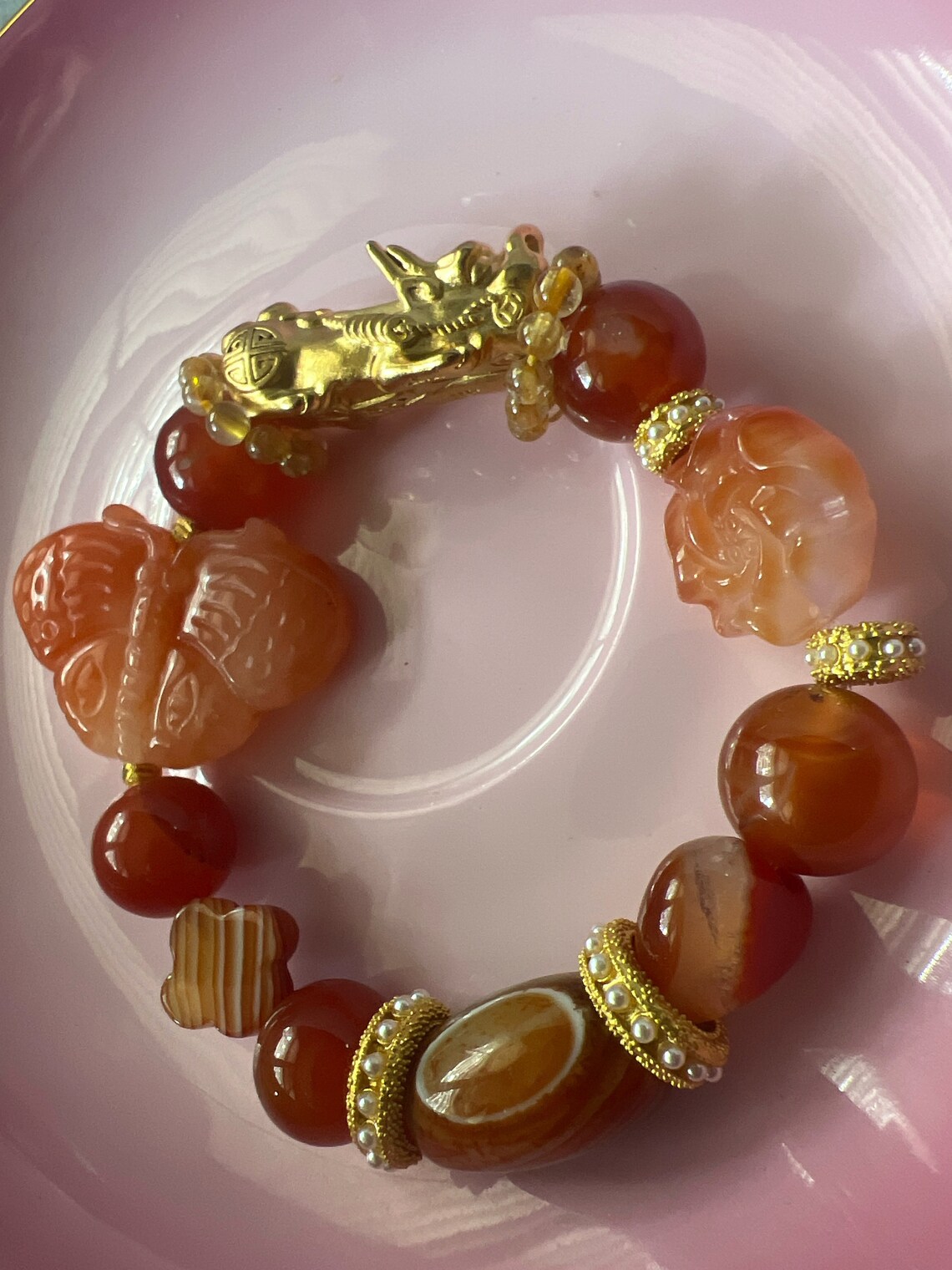 Custom Made Carnelian, Yanyuan, Fengshui Lucky Pixue, Peony Flower ...