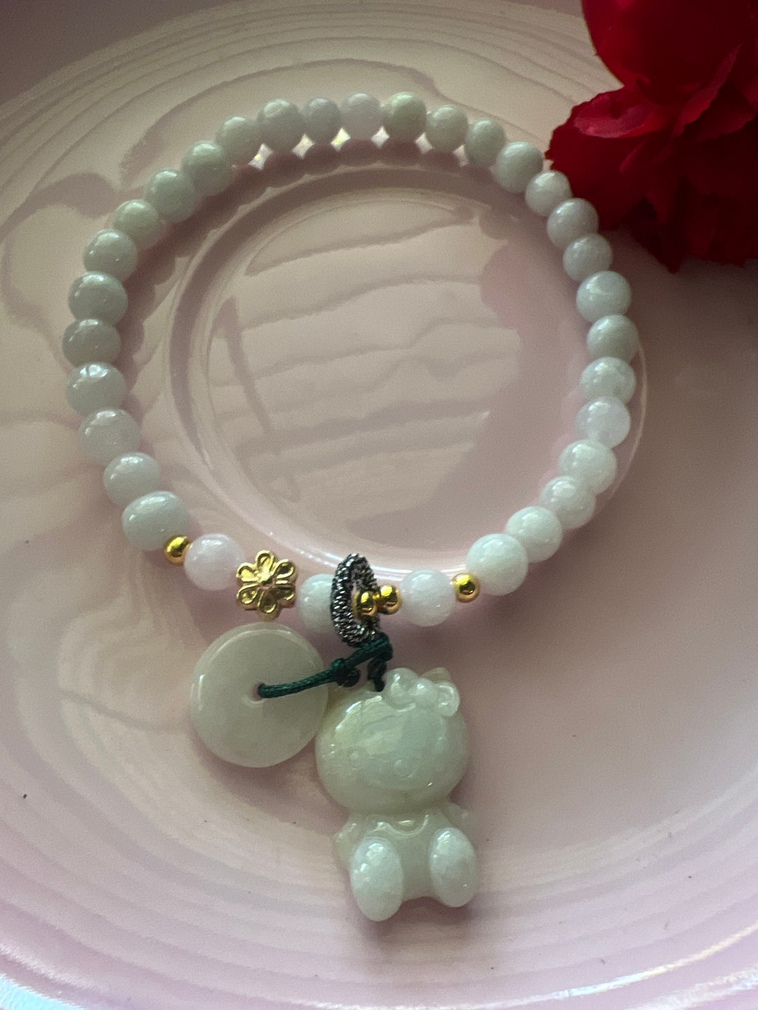 Genuine Beautiful Genuine Light Pink Jadeite Jade Gemstone W/ Small ...