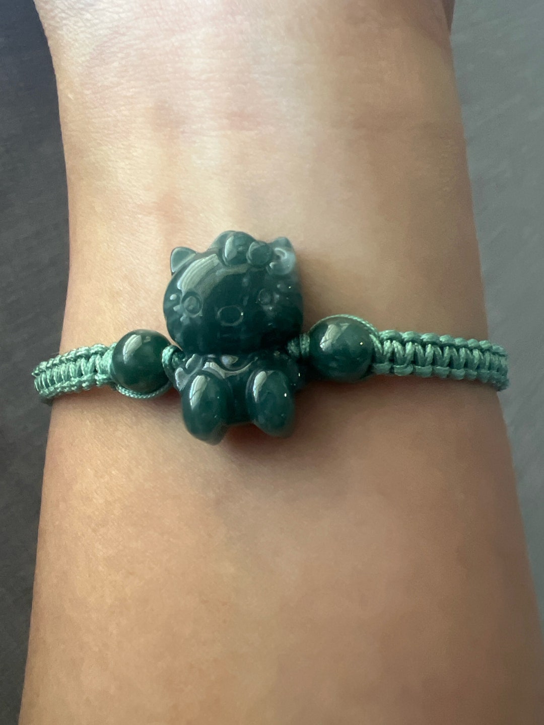 Beautiful Genuine Burmese Jadeite Blue Water Jade Hello Kitty Cat Charm ...