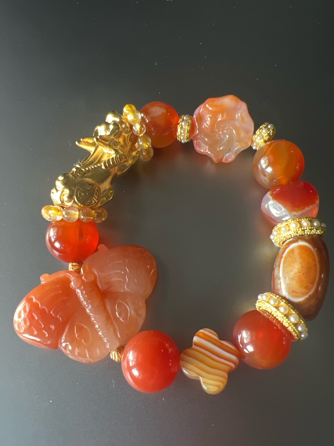 Custom Made Carnelian, Yanyuan, Fengshui Lucky Pixue, Peony Flower ...