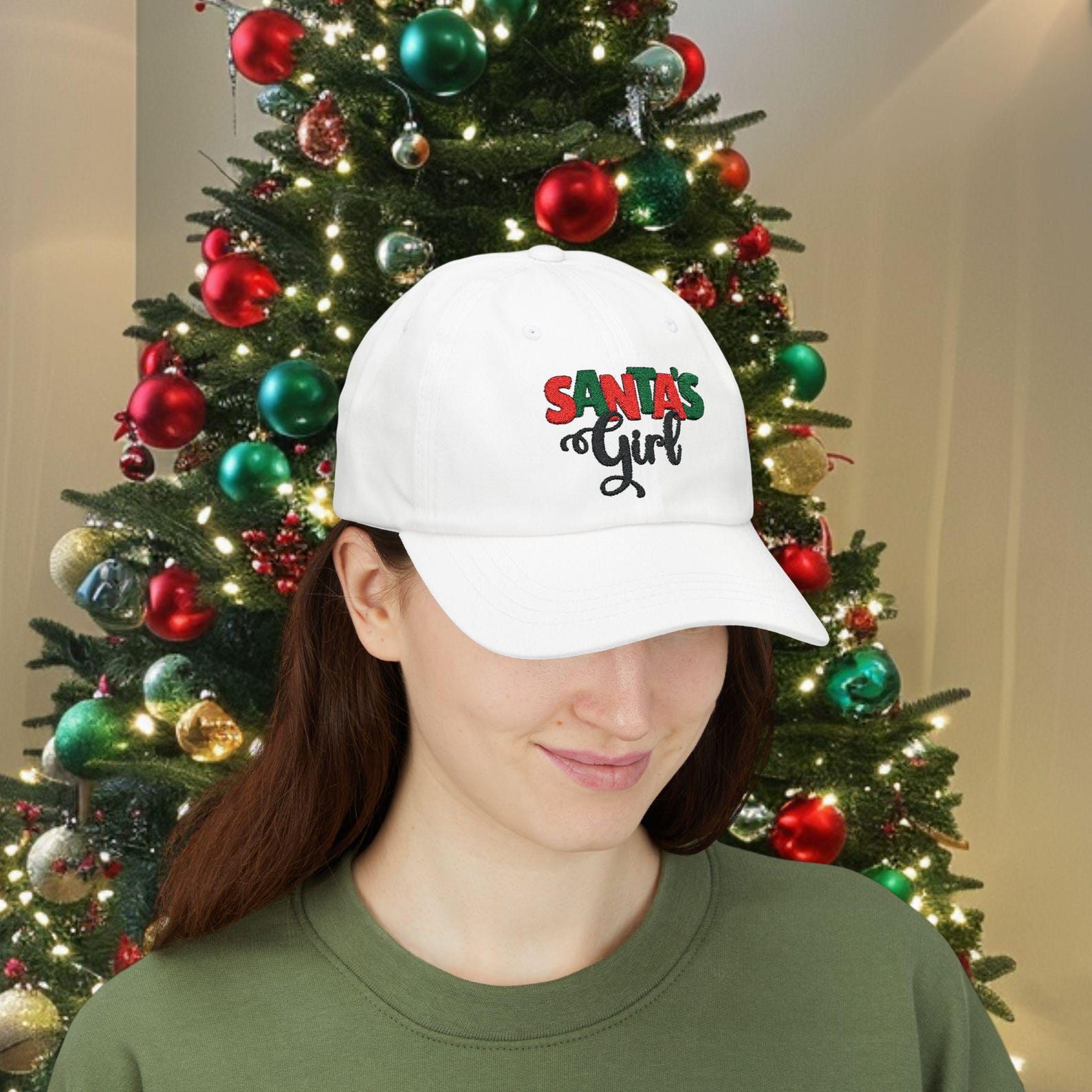 Embroidered Santa's Girl Hat, Christmas Headwear, Holiday Baseball Cap ...