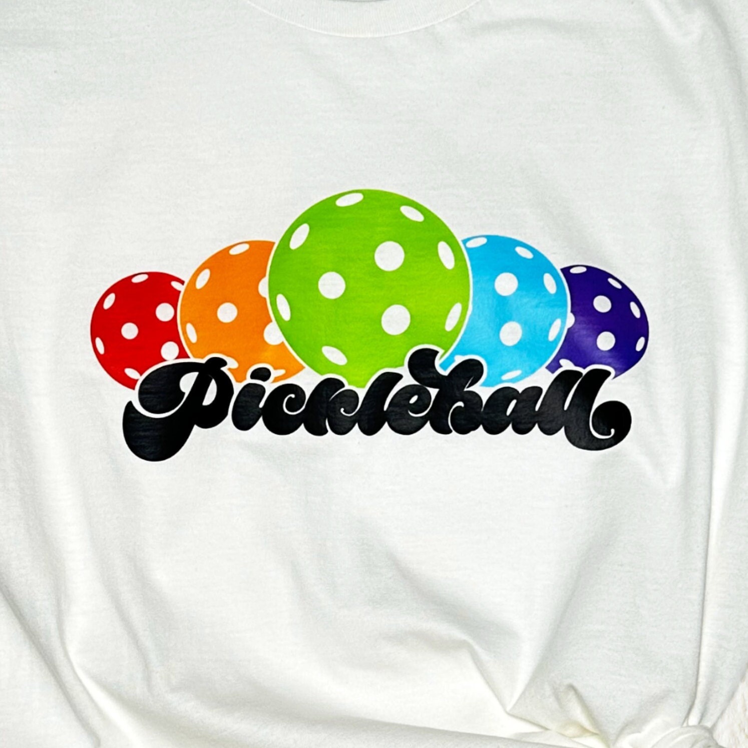 Rainbow Pickleball T-shirt: Fun Colorful Pickleballs - Etsy