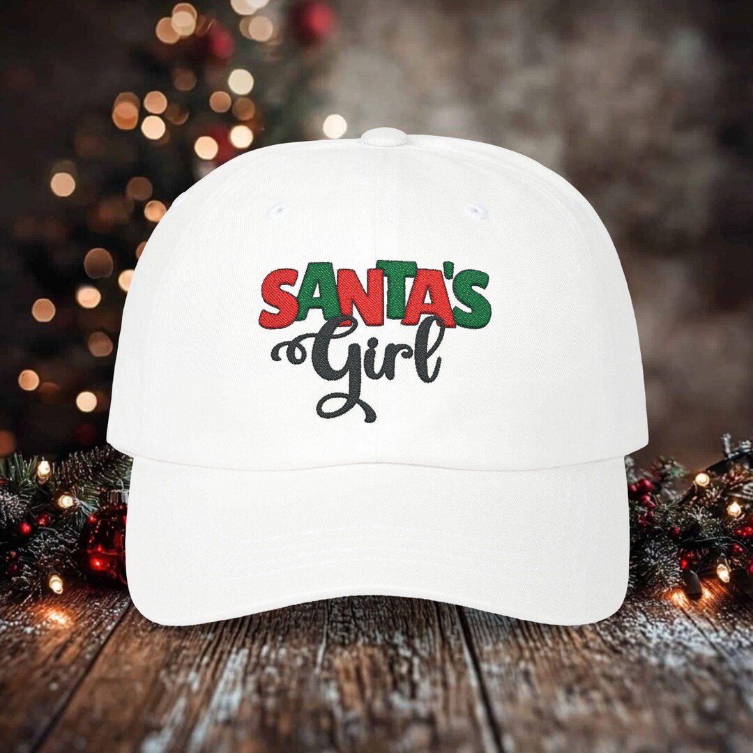 Embroidered Santa's Girl Hat, Christmas Headwear, Holiday Baseball Cap ...