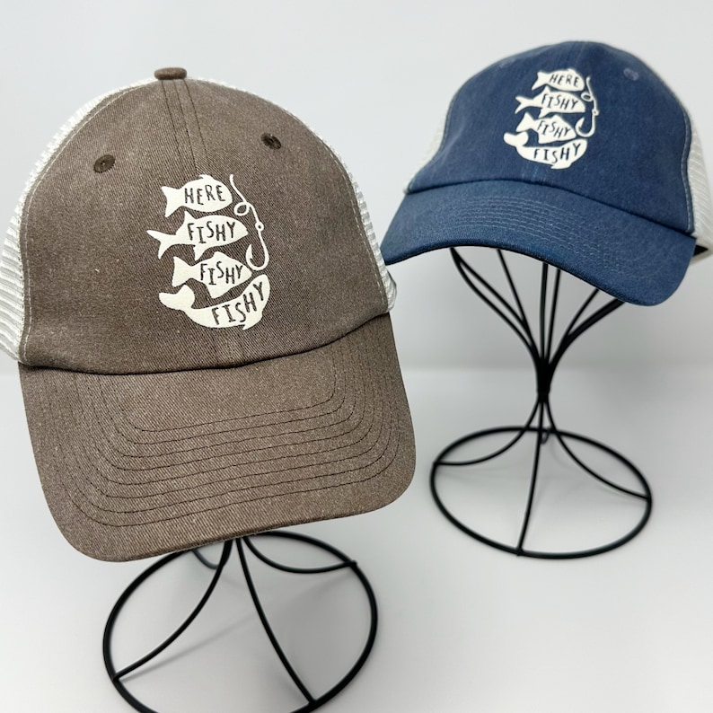 Funny Fishing Hat, Here Fishy Fishy Fishy, Adjustable Snapback Cap ...