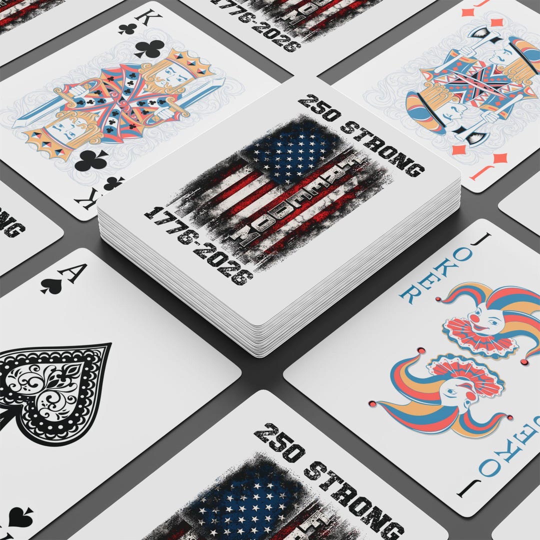 Patriotic American Flag Playing Cards: Freedom 250 Strong 1776-2026 ...