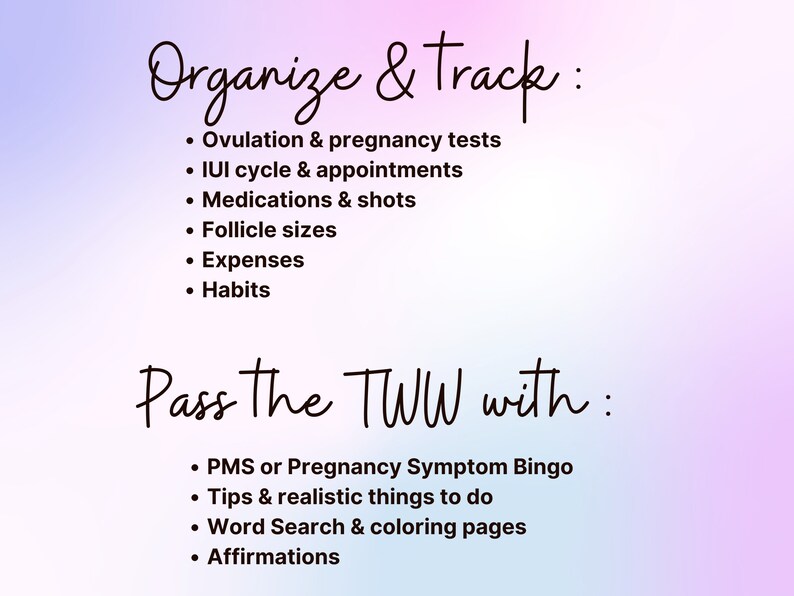 IUI Printable Planner Guide & Activity Book for Intrauterine ...