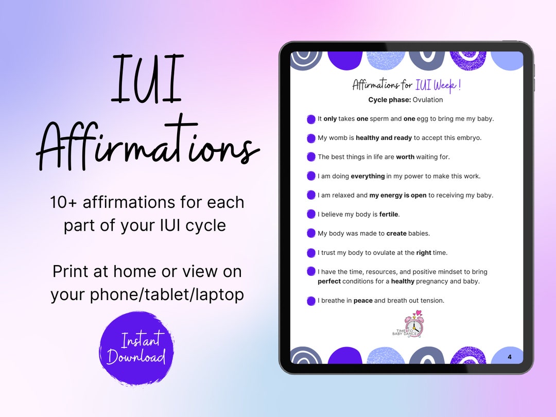 IUI Affirmations Printable and Digital for Intrauterine Insemination ...