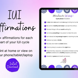 IUI Affirmations Printable and Digital for Intrauterine Insemination ...