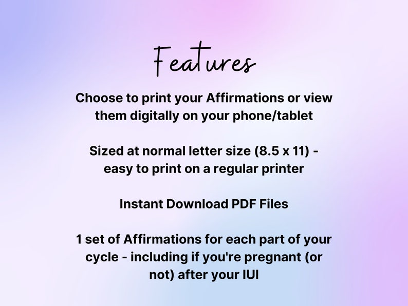 IUI Affirmations Printable and Digital for Intrauterine Insemination ...