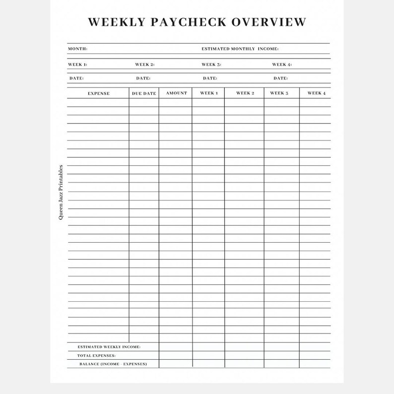 Paycheck Budget Bundle Bi-weekly Paycheck Budget Weekly Pay - Etsy