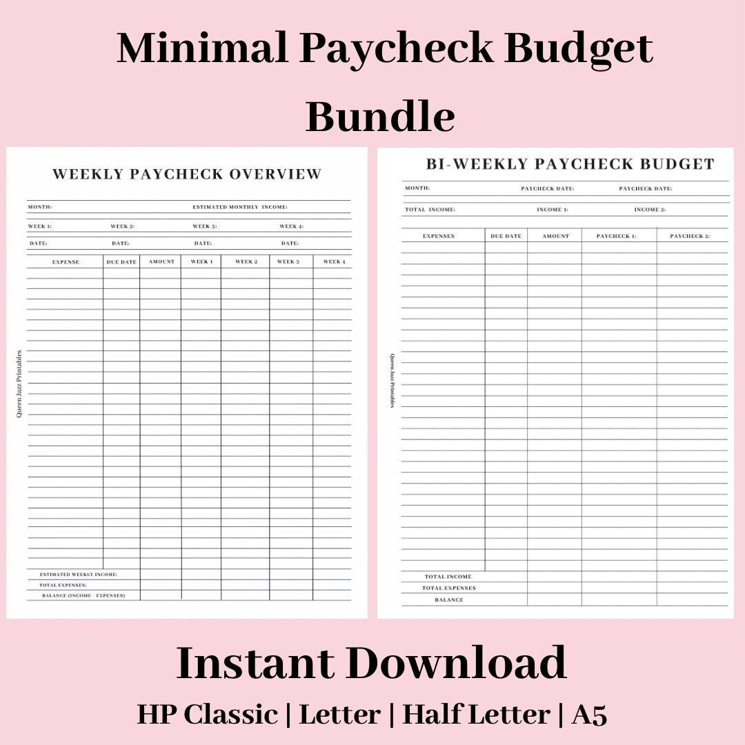 Paycheck Budget Bundle Bi-weekly Paycheck Budget Weekly Pay Overview ...