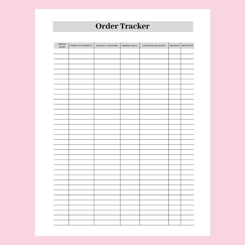 Order Tracker Order Tracker Template Order Tracker Sheet | Etsy