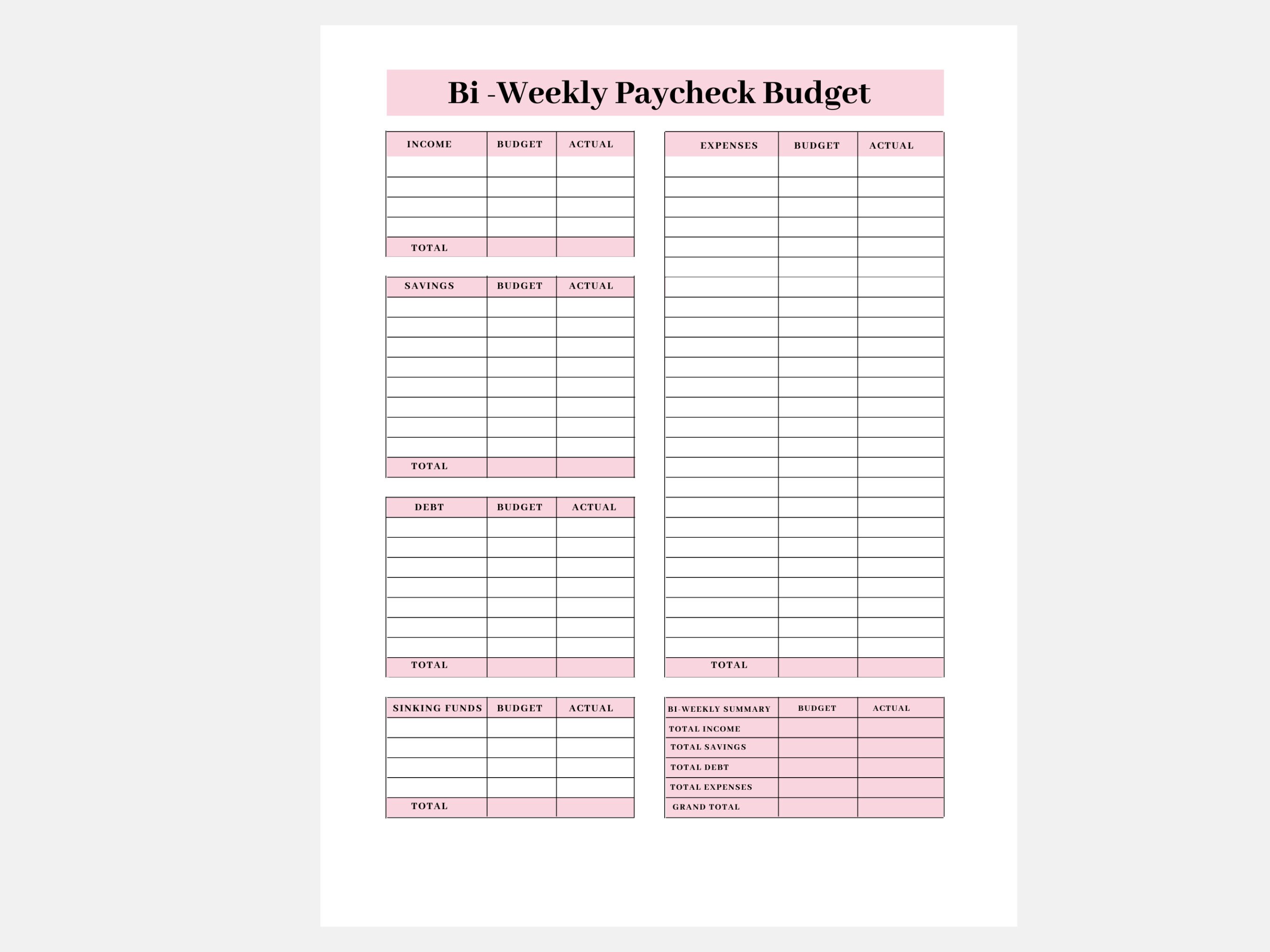 Bi-weekly Budget Bi Weekly Budget Template bi-weekly Budgeting Template ...