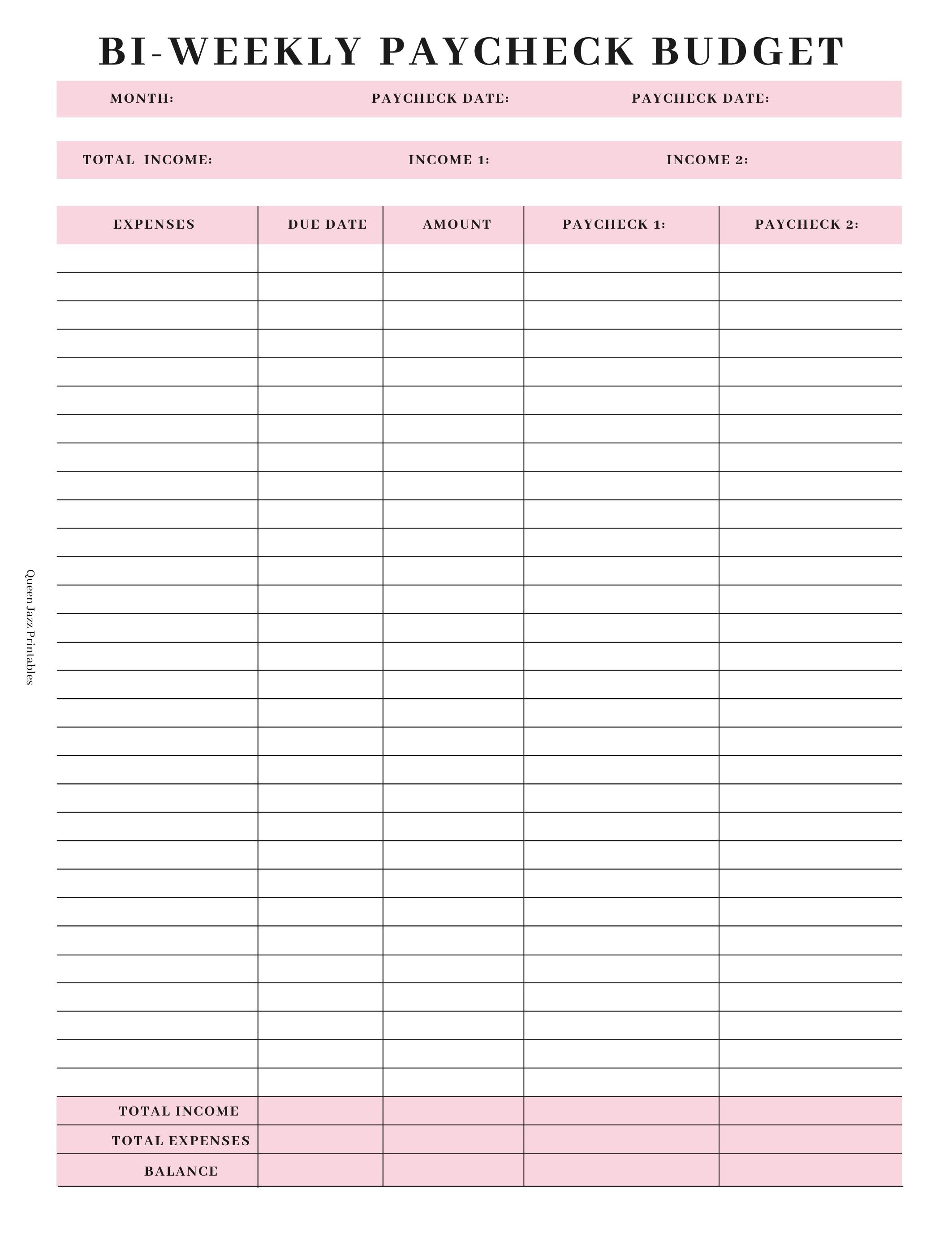 Bi-weekly Paycheck Budget Bill Organizer Paycheck Planner - Etsy Israel